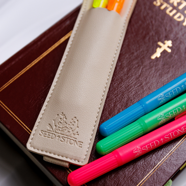 Bible Study Essentials Bundle: Bible Highlighters (5 pack) + Pen Holde – Seed + Stone